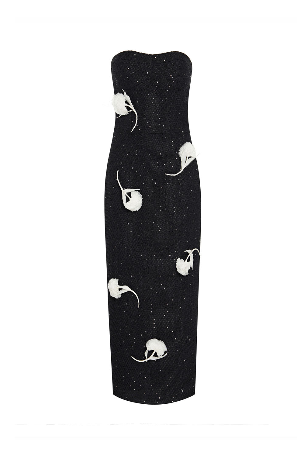 Women's Leila Strapless Flower Applique Tweed Midi Dress S/M/L ...
