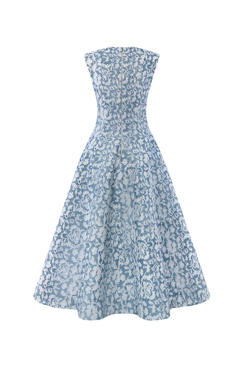 Women's Azure Dream Fit and Flare Sleeveless Taffeta Midi Dress XS/S/M ...