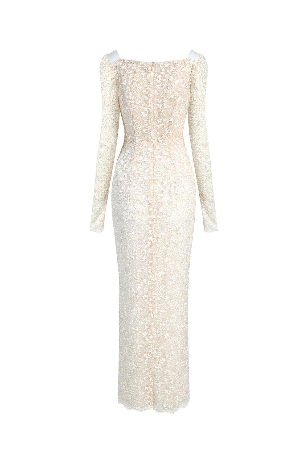 Women's Noble Sheath Single Breasted Lace Midi Dress S/M/L/Customize ...