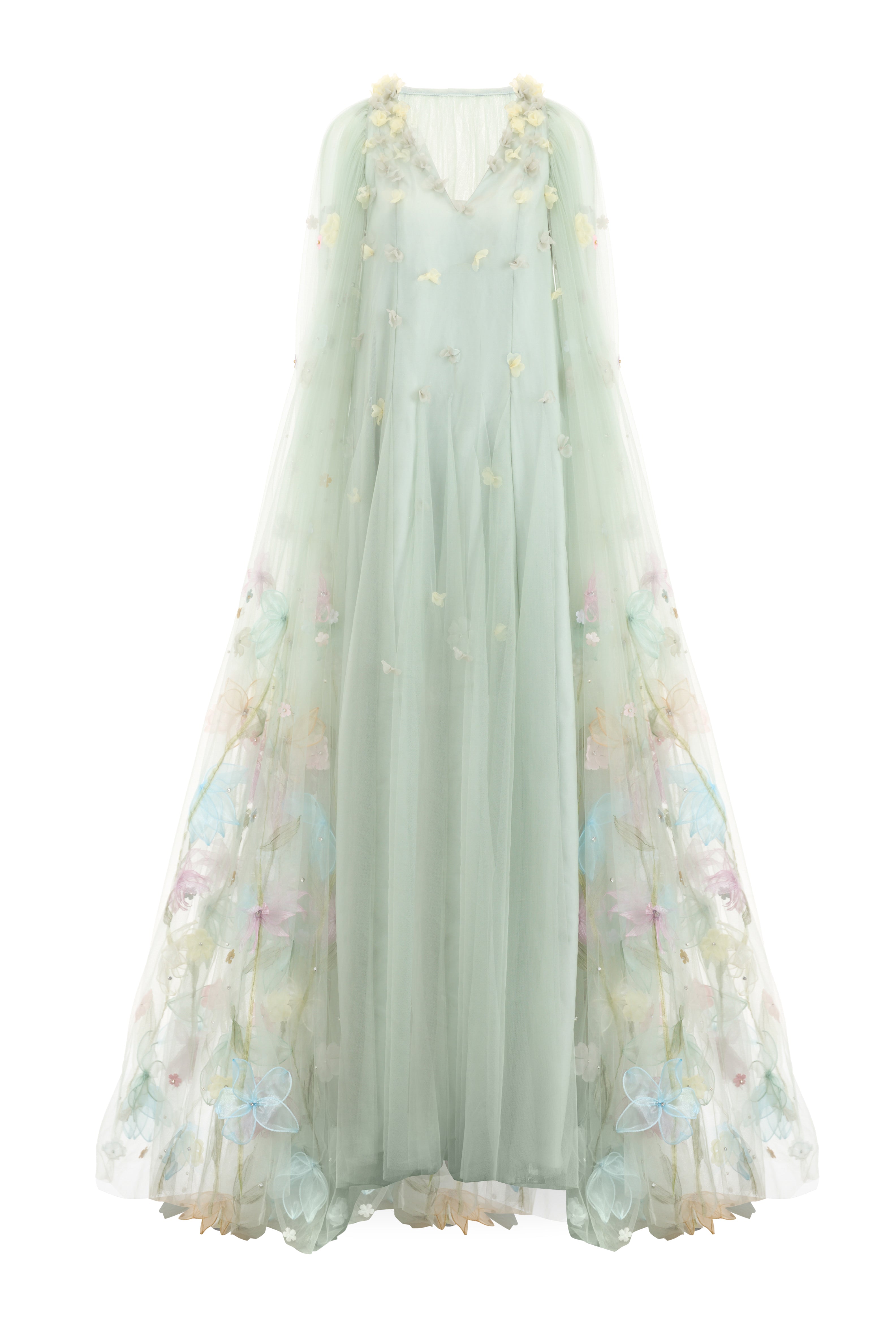 Women's Kaia Trapezoid Cape Sleeved Polyester Maxi Dress XXS/XS/S/M/L ...
