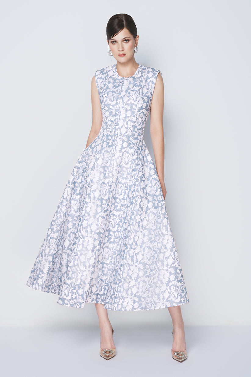 Women's Azure Dream Fit and Flare Sleeveless Taffeta Midi Dress XS/S/M ...