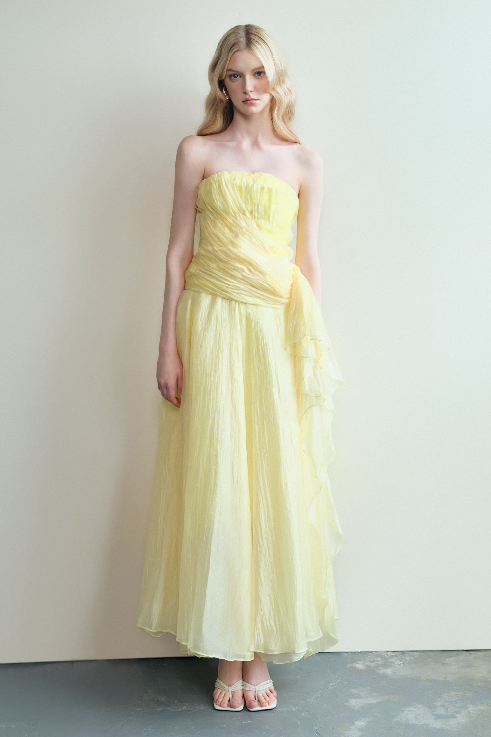 Women's Alba A-line Straight Across Neck Organza Maxi Set S/M/L Pastel ...
