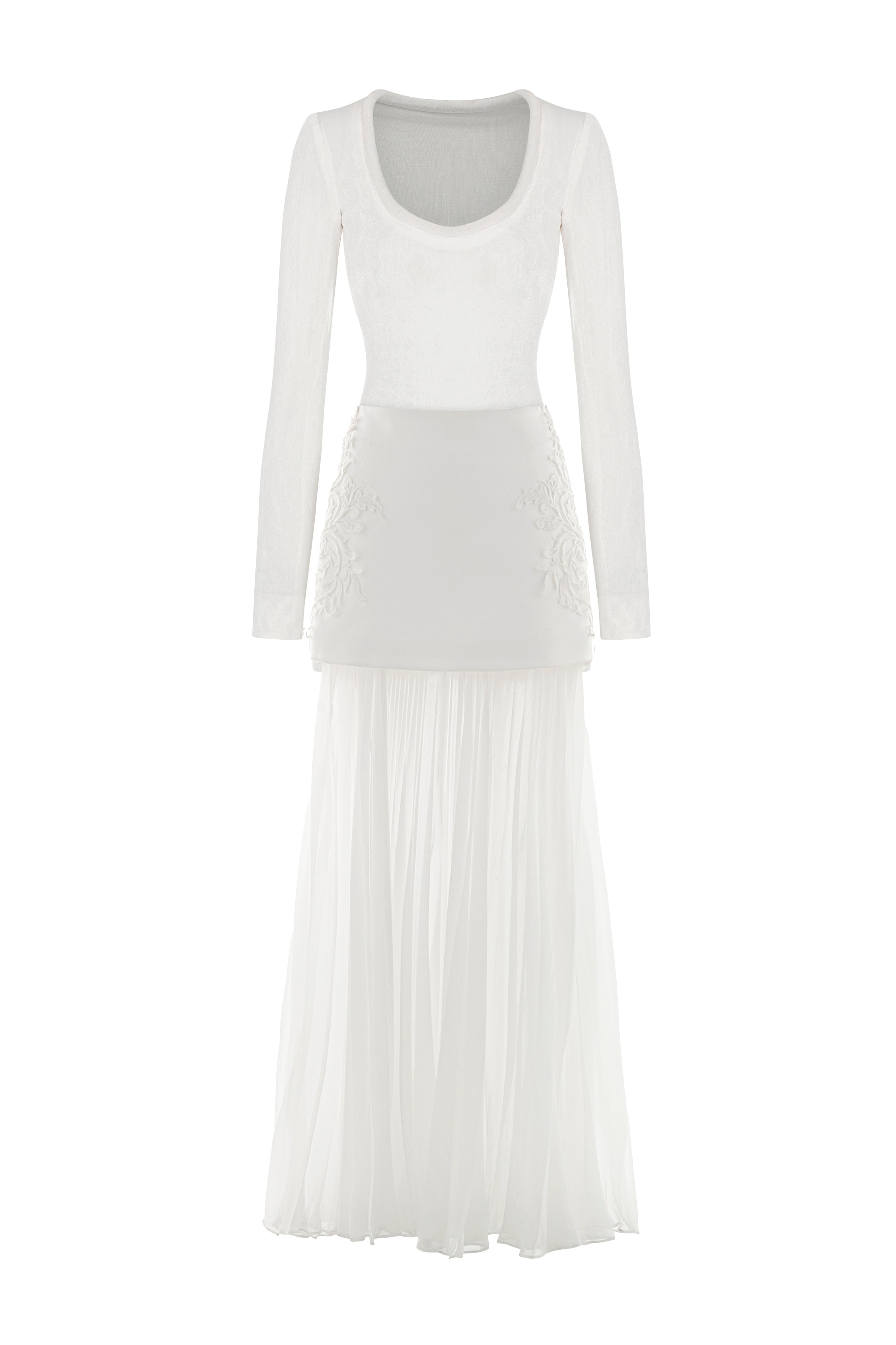 Women's Velore Square Neck Pleated Set S/M/L/XL/Customize White MEAN BLVD