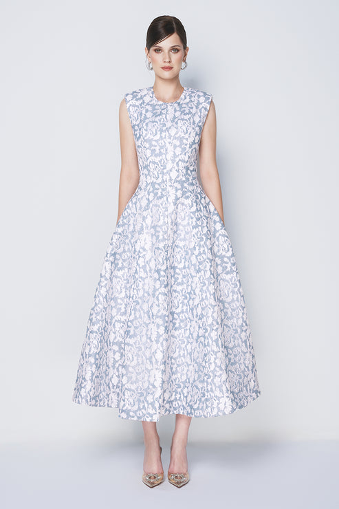 Women's Azure Dream Fit and Flare Sleeveless Taffeta Midi Dress XS/S/M ...