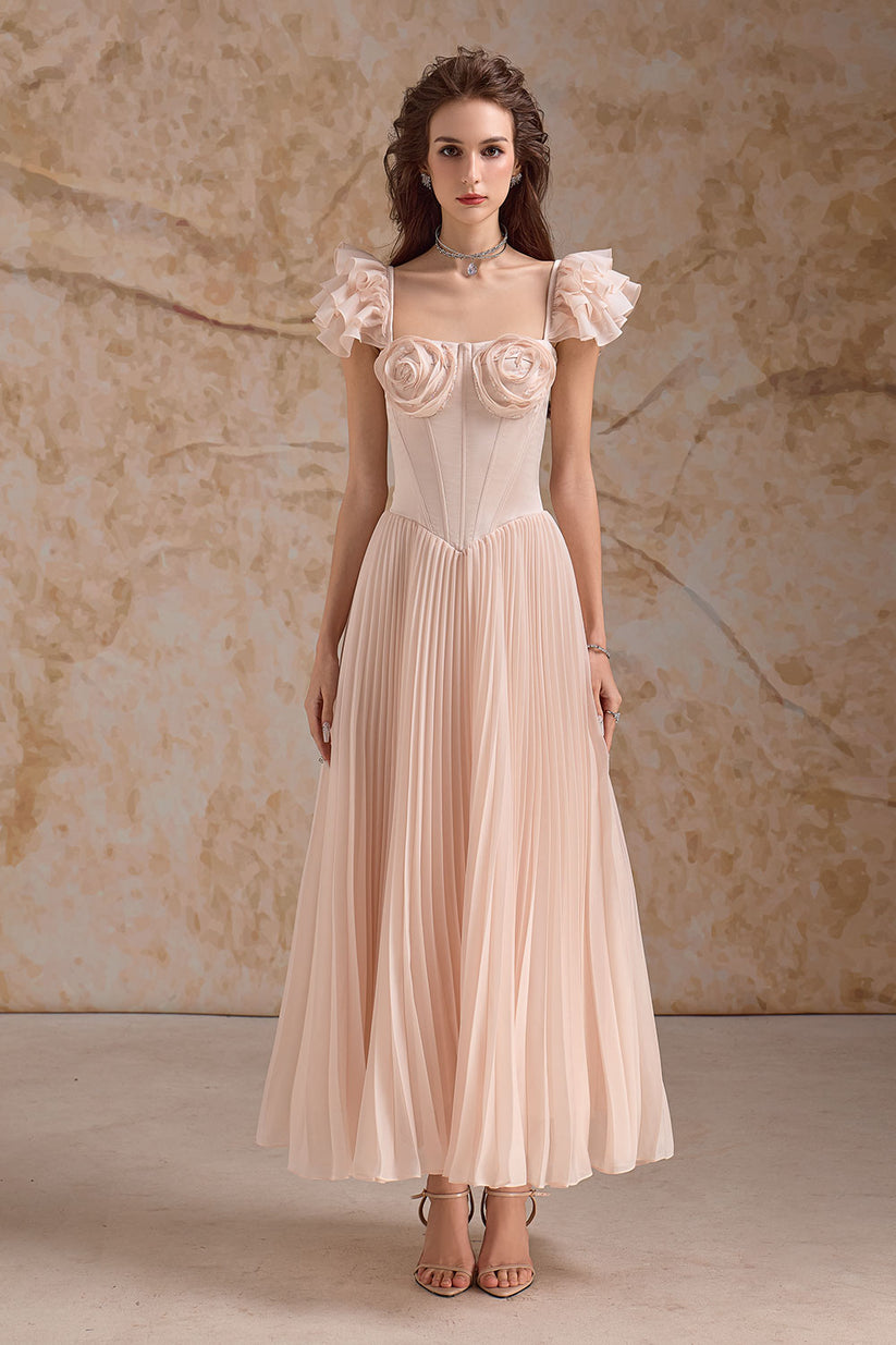 Women's Héliara A-line Flutter Sleeved Organza Satin Maxi Dress S/M/L ...