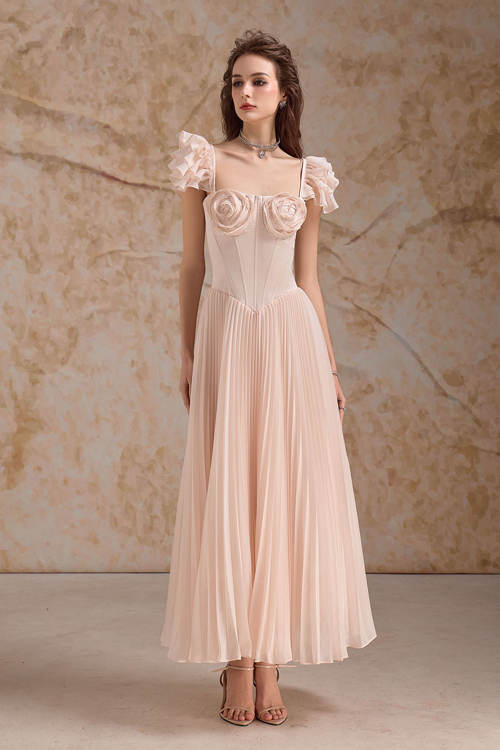 Women's Héliara A-line Flutter Sleeved Organza Satin Maxi Dress S/M/L ...