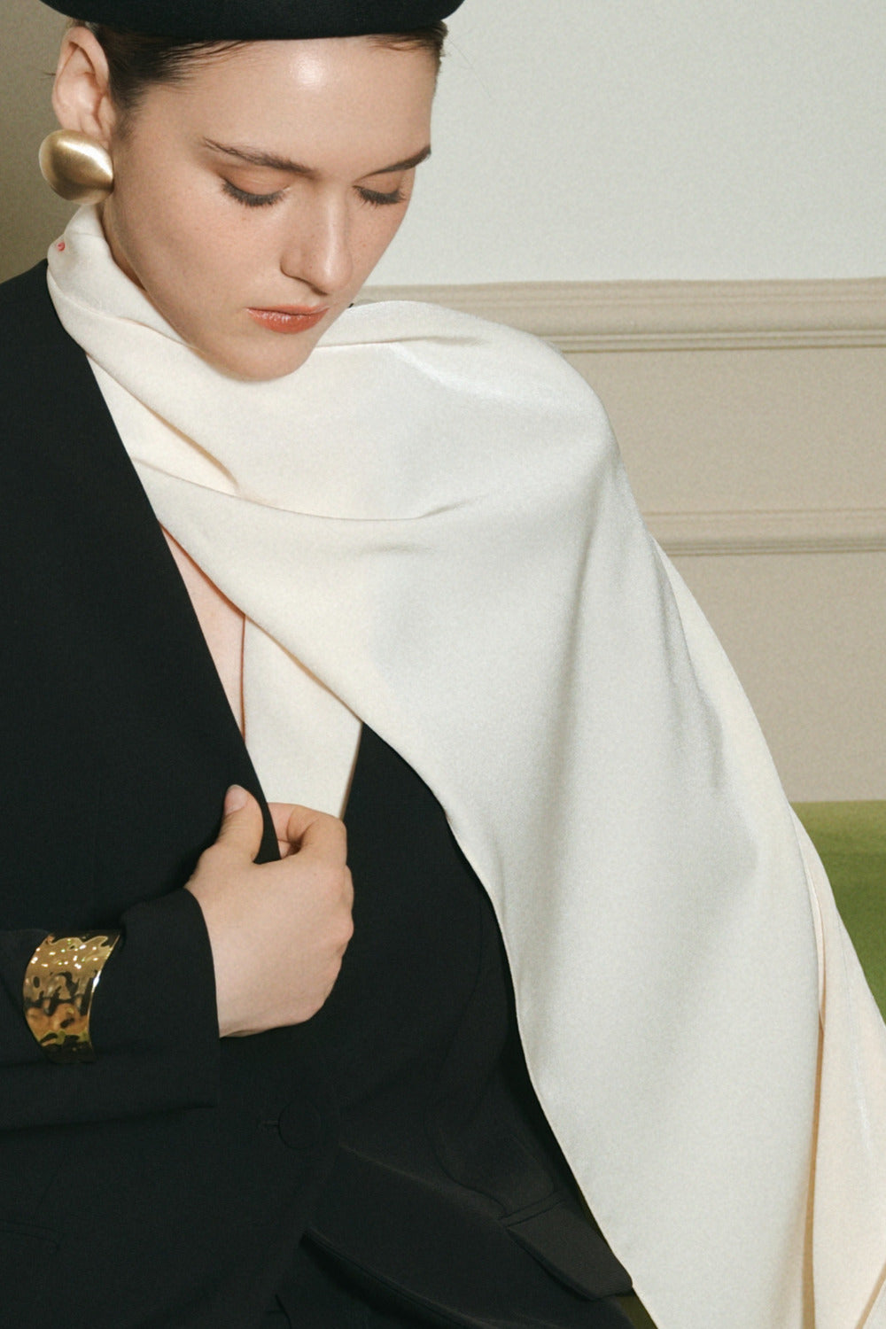 Women's Luna Satin Scarf Cream MEAN BLVD
