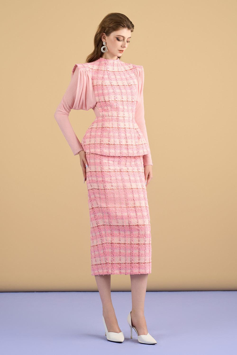 Women's Remy Pencil Back Slit Tweed Calf Length Skirt S/M/L/Customize ...