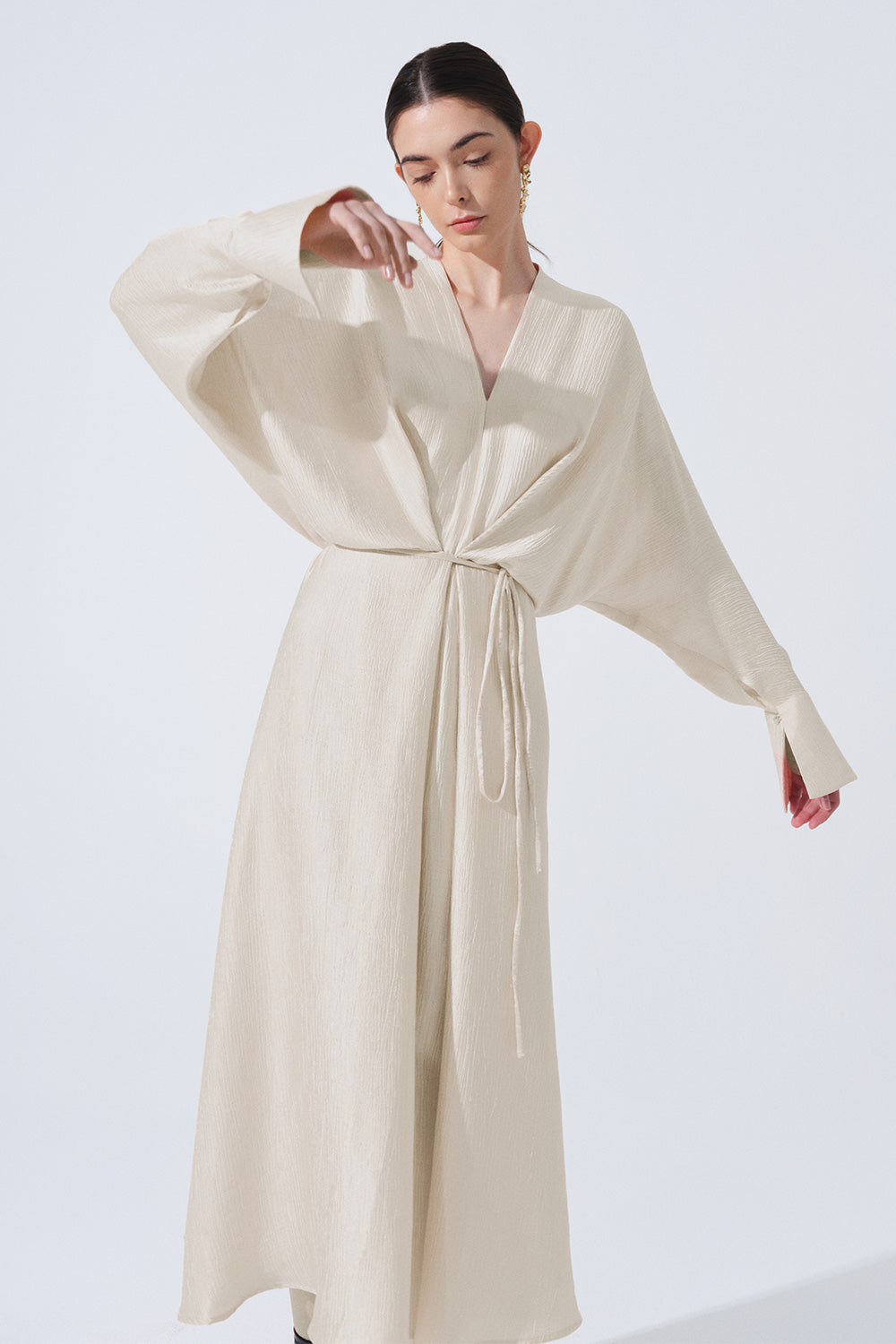 Women's Heide Blouson V-Neck Taffeta Silk Midi Dress XS/S Pink Shadow ...