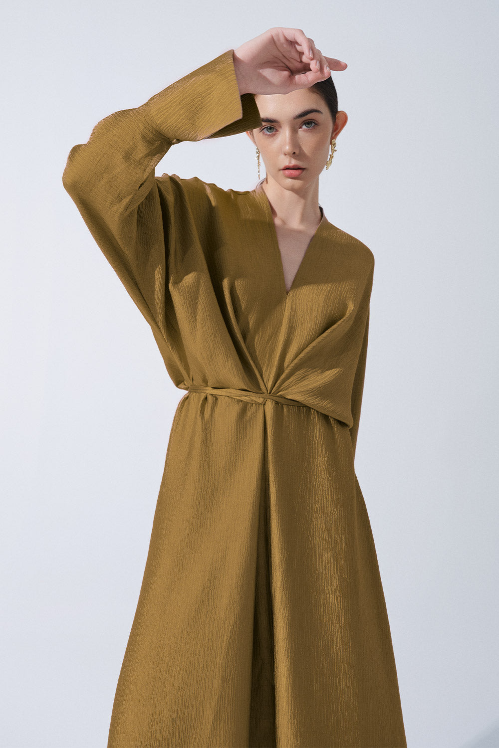 Women's Heide Blouson V-Neck Taffeta Silk Midi Dress XS/S Pink Shadow ...