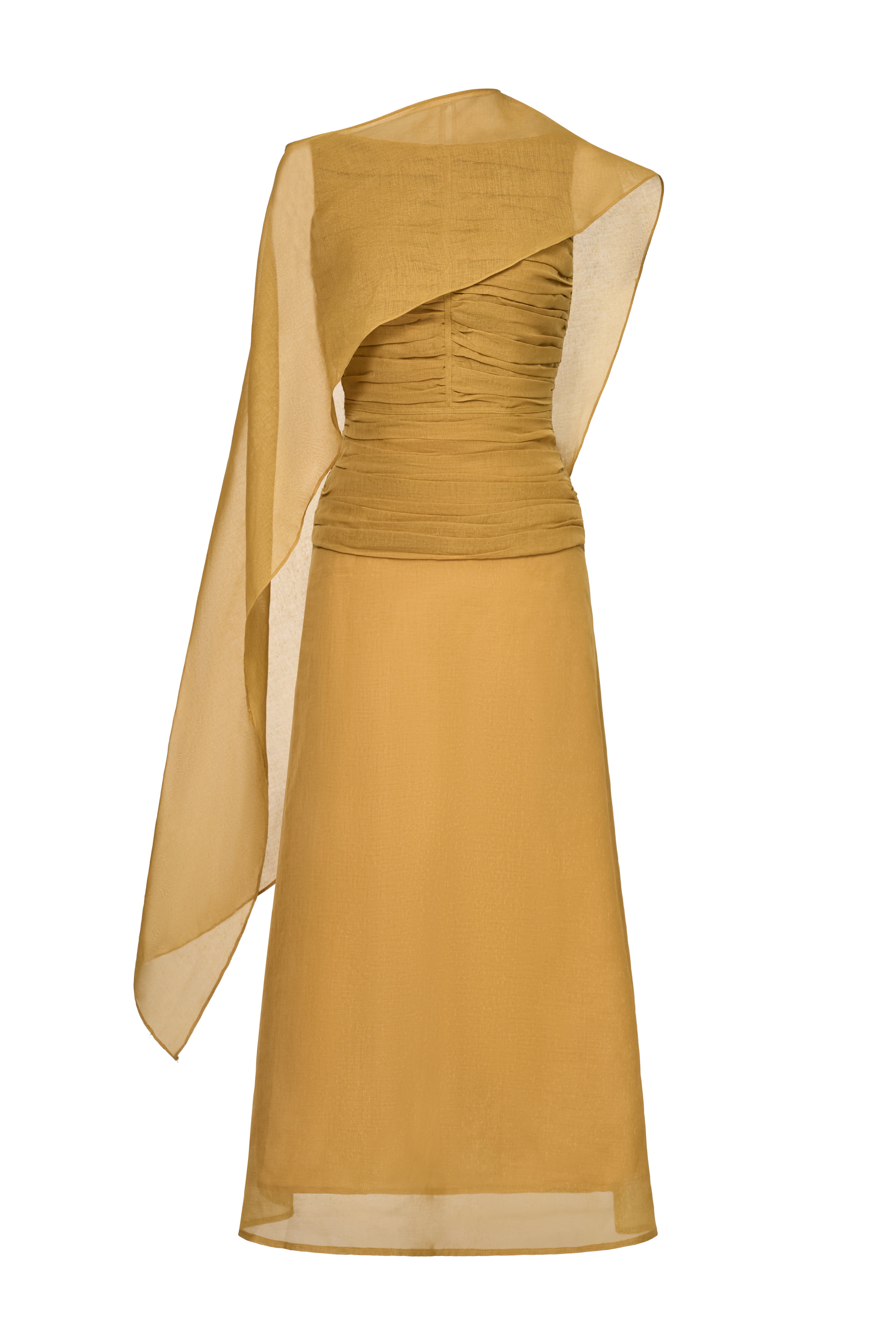 Women's Cora A-line Cape Shoulder Floss Silk Maxi Dress S/M/L/XL ...
