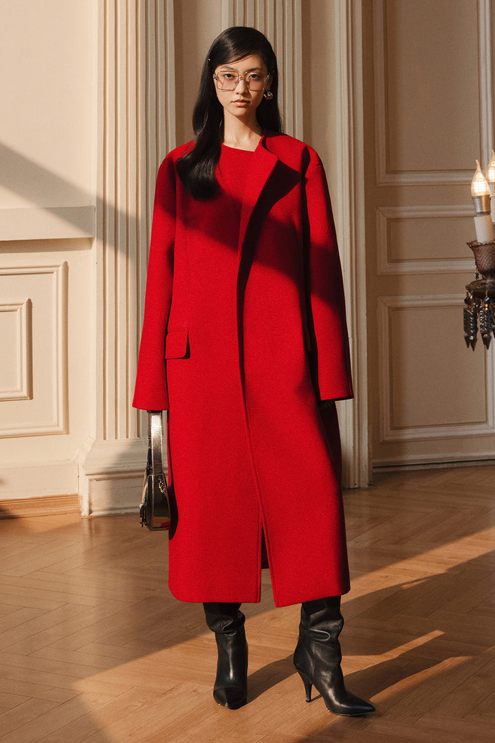 Women's Evelyn Asymmetric Neck Wool Trench Coat XS/S/M/L/Customize Aura ...