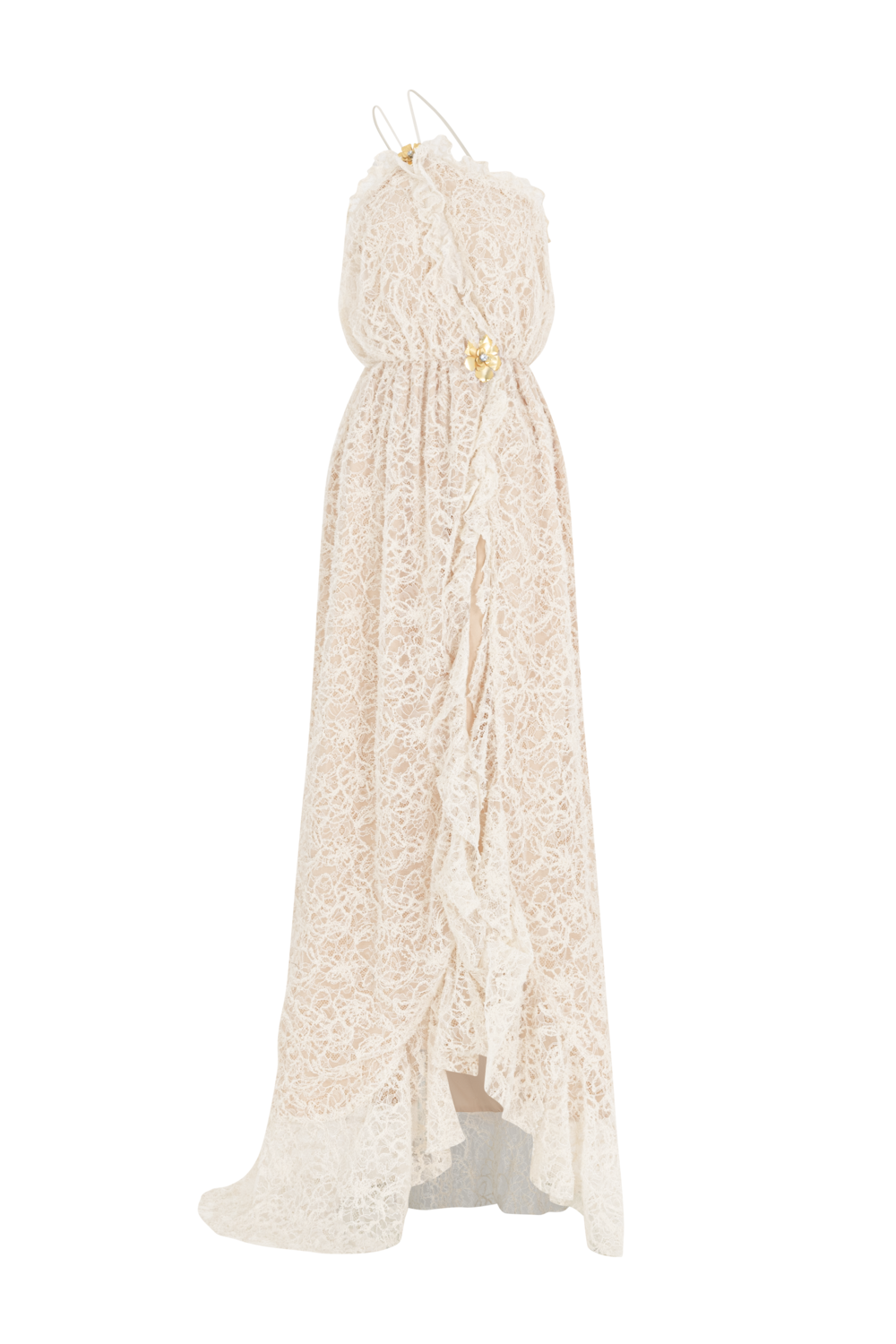 Women's Ivoria Blouson Ruffle Maxi Dress XS/S/M/L/XL/Customize Ivory ...