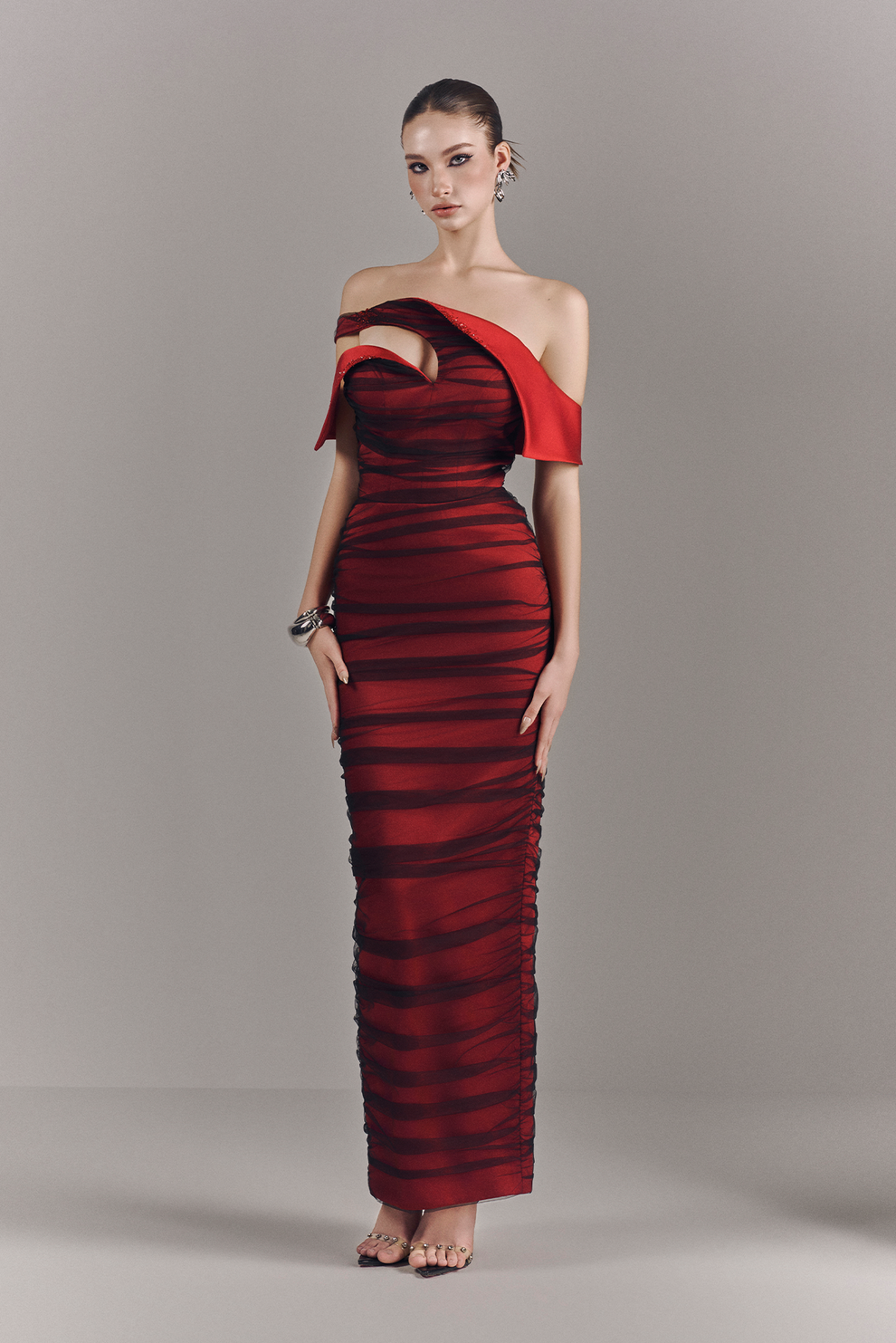 Marcelline Off-Shoulder Mesh Maxi Dress – MEAN BLVD