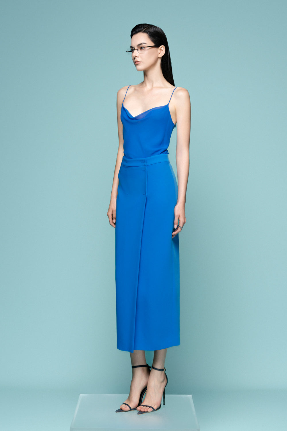 Women's Nadya Flared Spaghetti Strap Silk Chiffon Top XS/S/M/L/XL/XXL ...