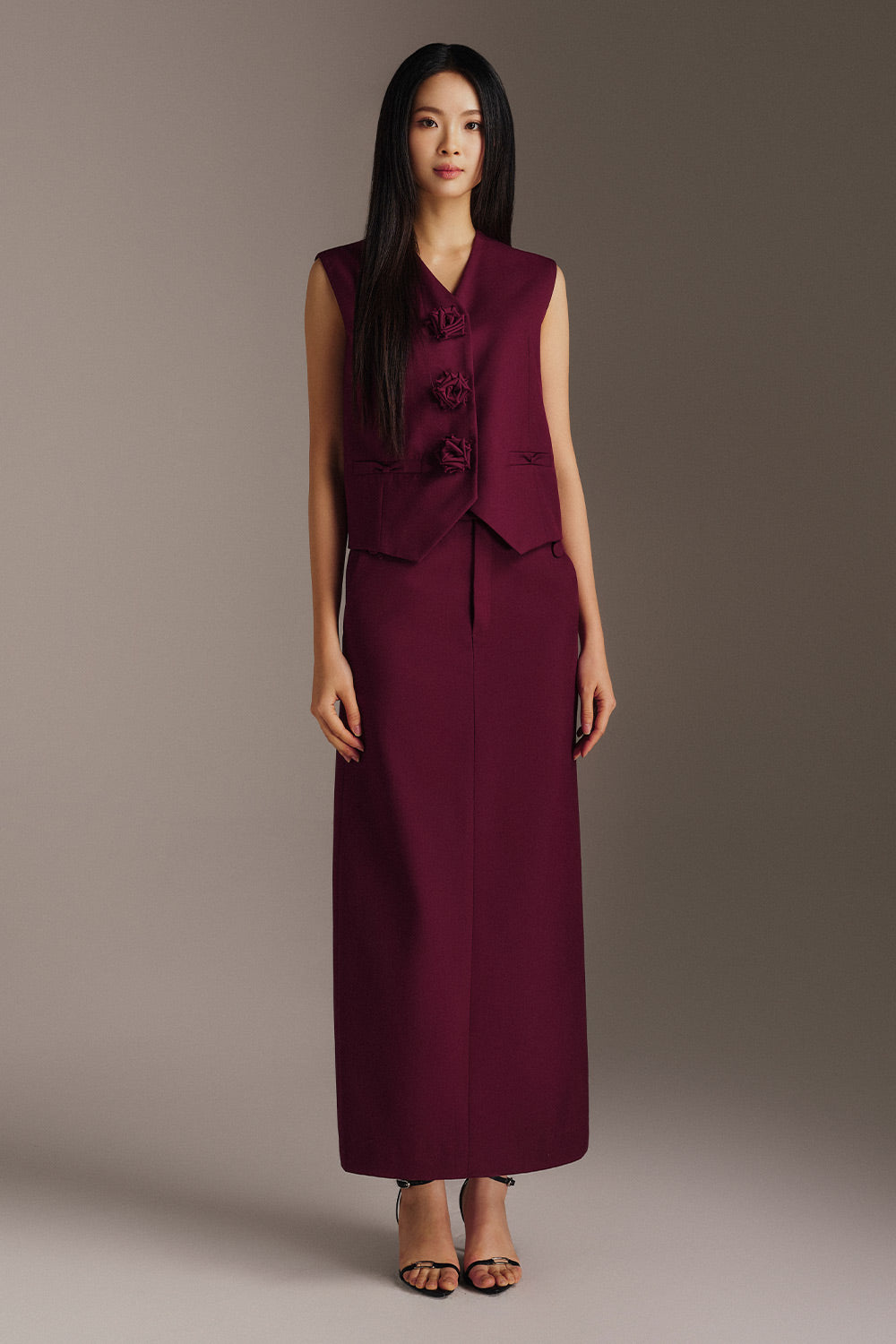 Women's Violet Straight V-Neck Polycotton Vest S/M/L Dark Grey/Pink ...