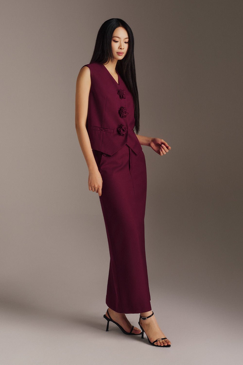 Women's Violet Straight V-Neck Polycotton Vest S/M/L Dark Grey/Pink ...