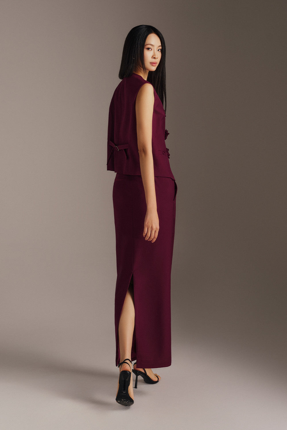 Women's Violet Straight V-Neck Polycotton Vest S/M/L Dark Grey/Pink ...