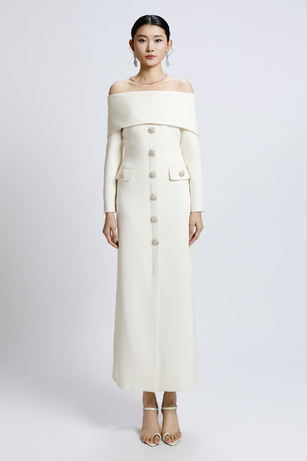 Women's Maelle Sheath Button Midi Dress S/M/L/XL/XXL/Customize Cream ...