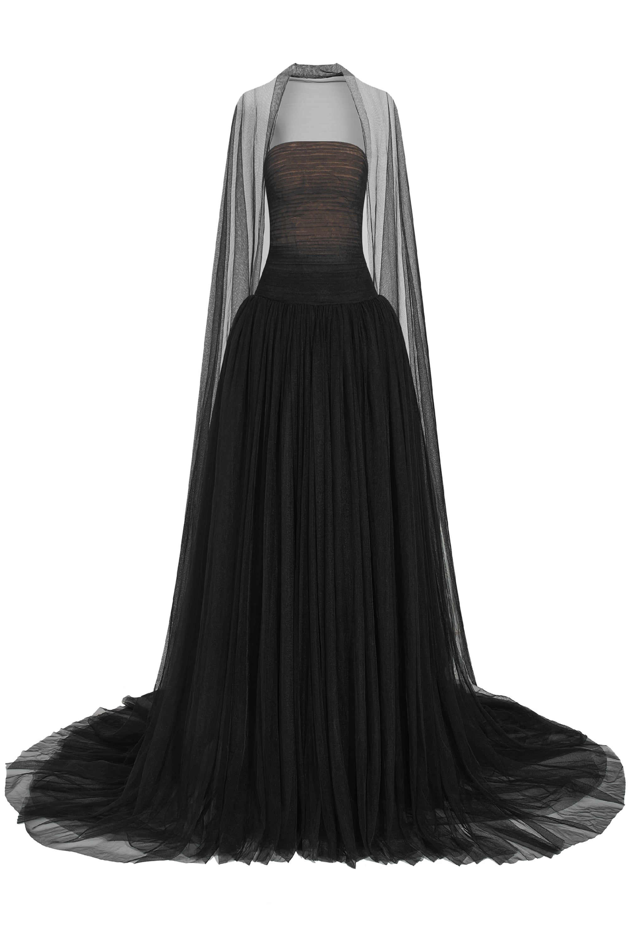 Women's Noir Ball Gown Gathering Maxi Dress Customize Black MEAN BLVD