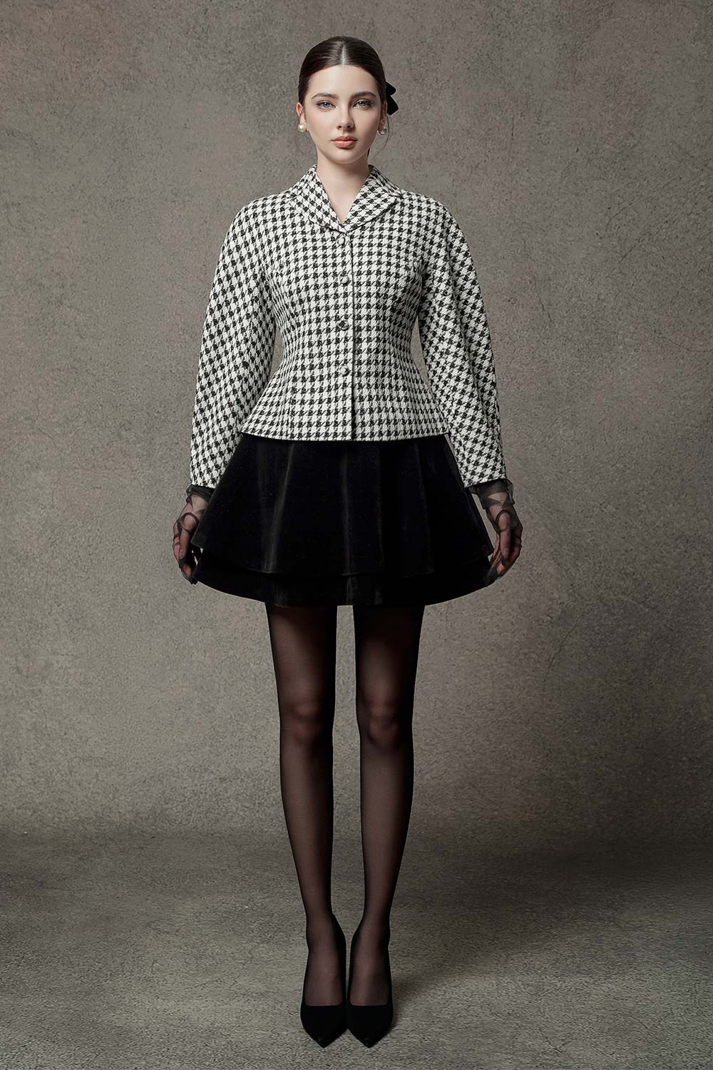 Women's Rachel Structured Long Sleeved Tweed Jacket XS/S/M/L/Customize ...