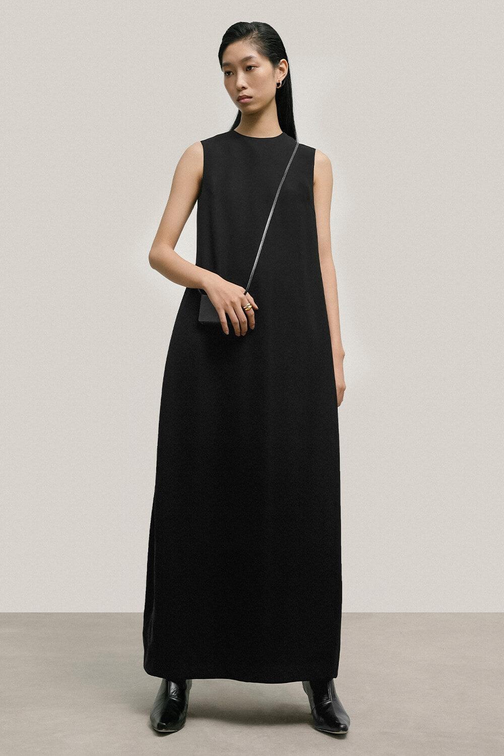Agnes Straight Tank Crepe Maxi Dress | MEAN BLVD
