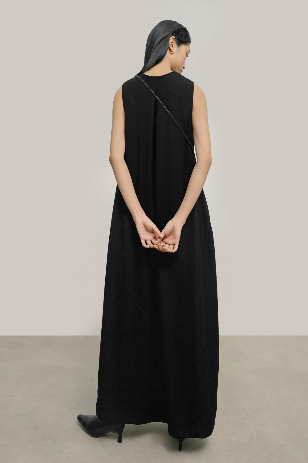 Agnes Straight Tank Crepe Maxi Dress | MEAN BLVD