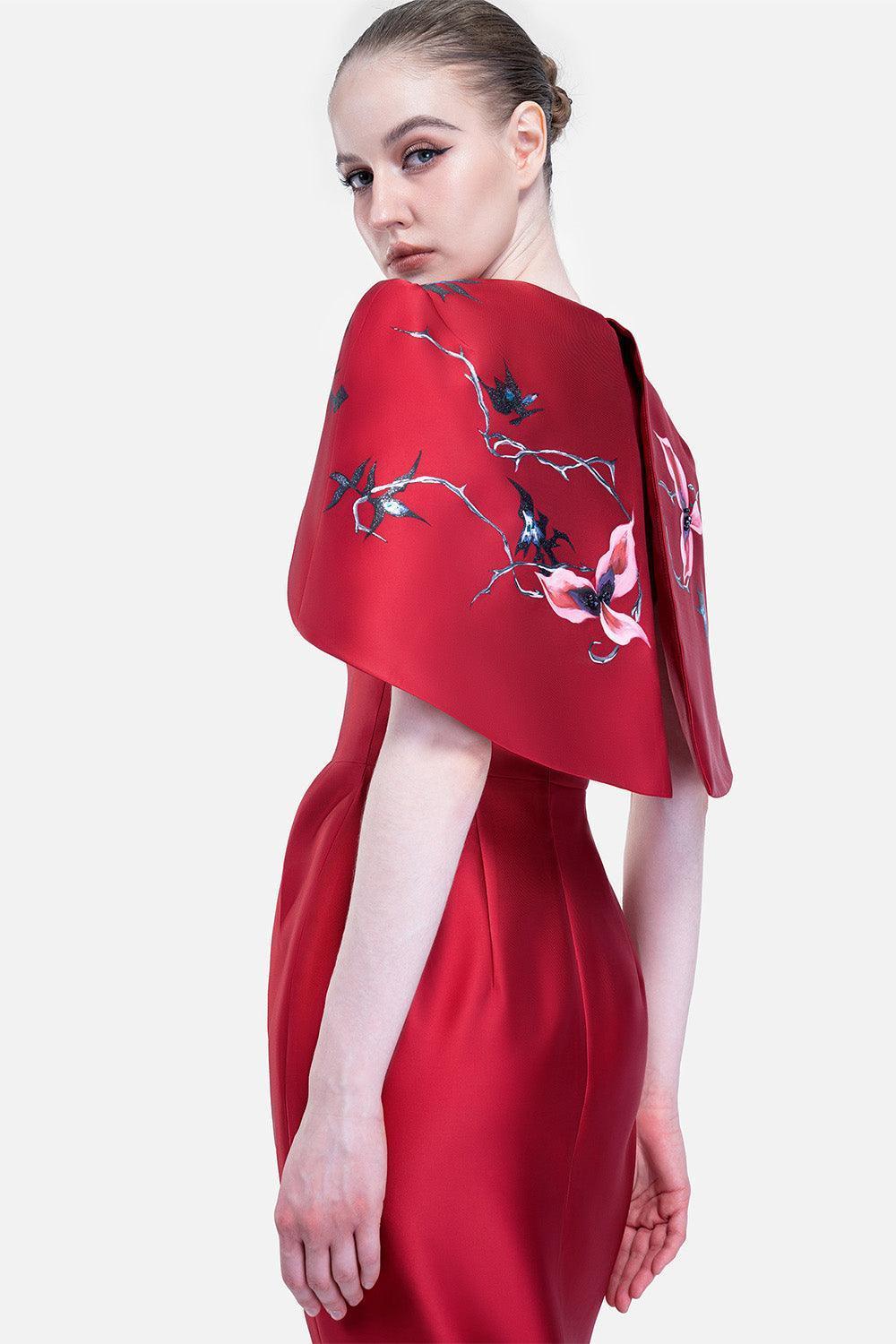 Women's Alani Pegged Cape Sleeved Zibeline Ankle Length Dress XS/S/M ...