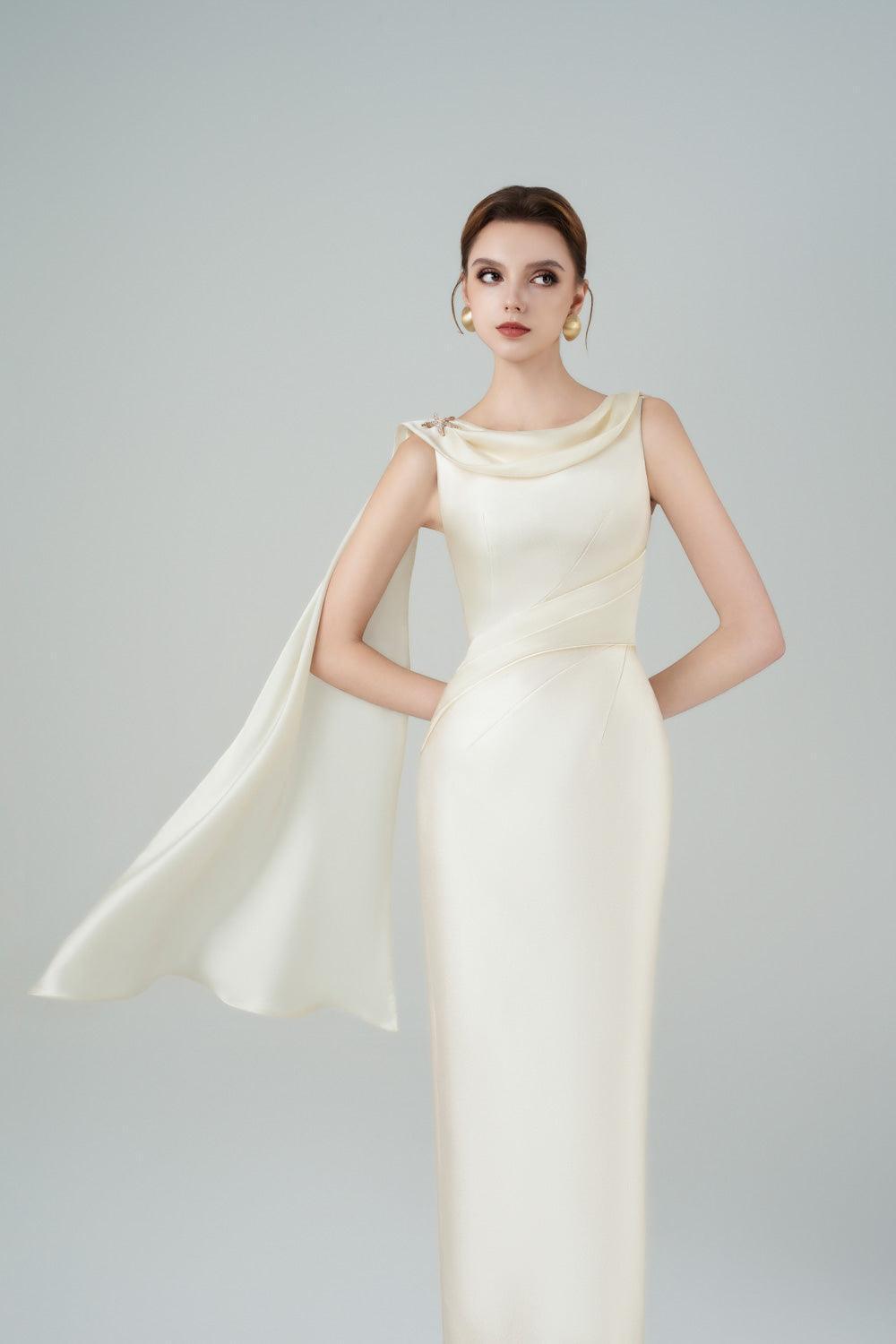 Women's Angelica Pegged Cowl Neck Taffeta Midi Dress S/M/L/XL/Customize ...