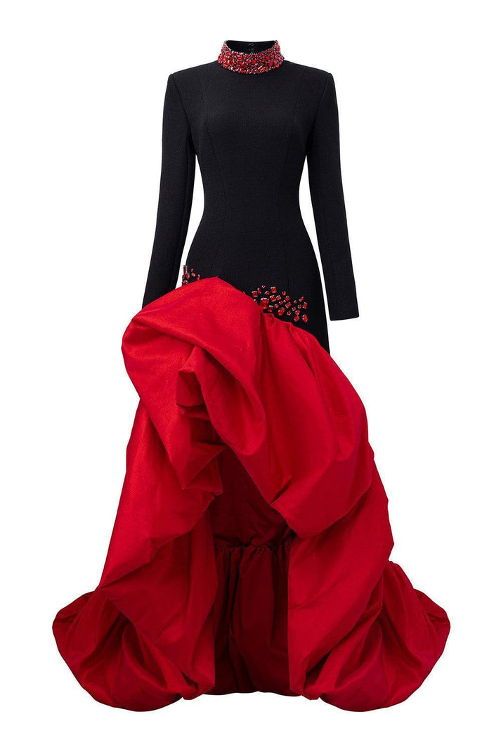 Women's Ariya Asymmetric High Neck Scuba Extra Long Length Dress XS/S/M ...