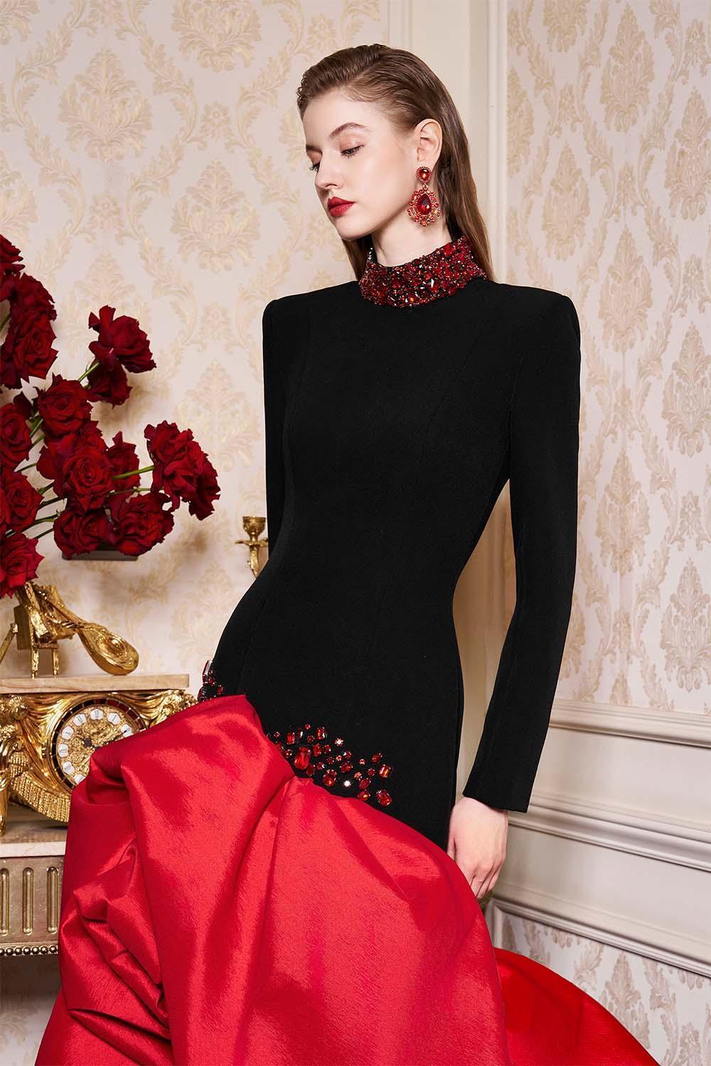 Women's Ariya Asymmetric High Neck Scuba Extra Long Length Dress XS/S/M ...