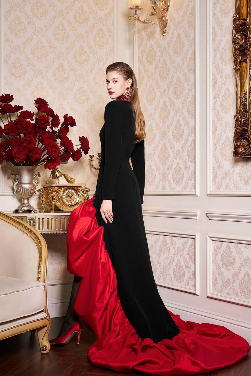 Women's Ariya Asymmetric High Neck Scuba Extra Long Length Dress XS/S/M ...