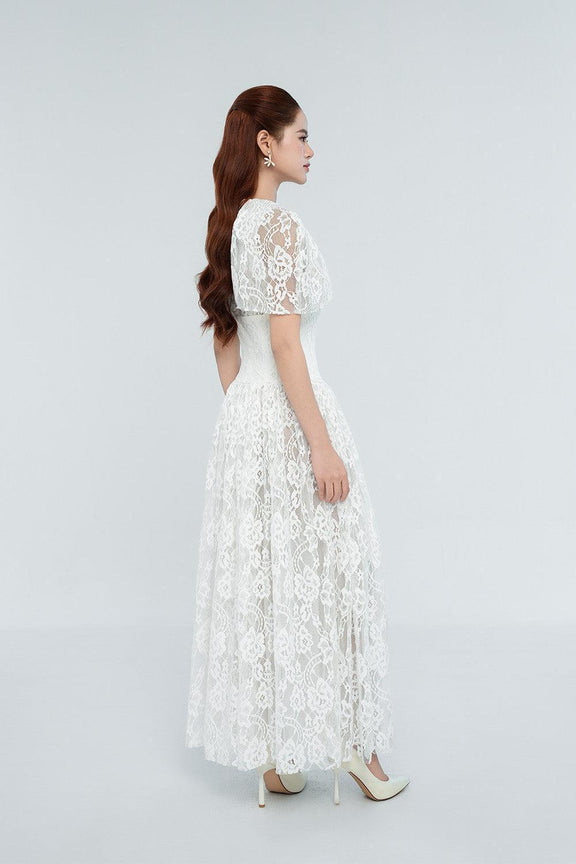 Women's Aubrie Fit and Flare Corset Waist Lace Maxi Dress S/M/L ...