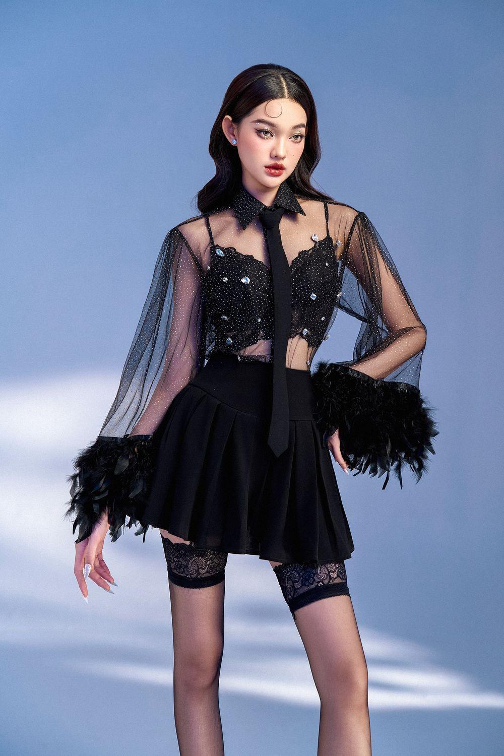 Women's Aura Straight See-Through Mesh Shirt S/M/L Black MEAN BLVD