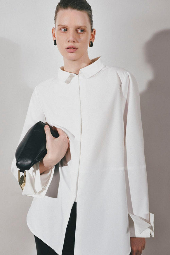 Women's Blaire Straight Cuff Sleeved Poplin Shirt Oversize White MEAN BLVD
