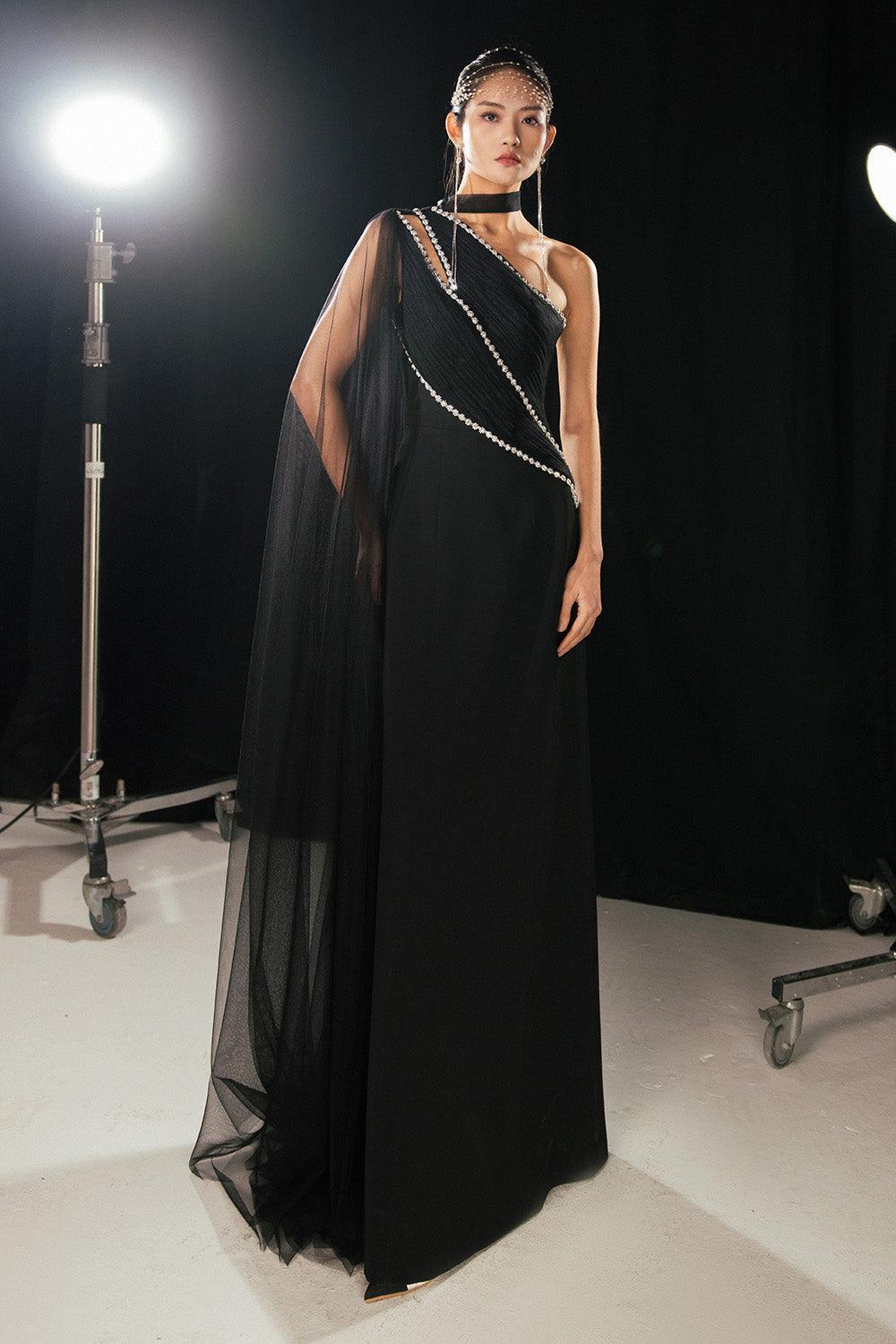 Women's Brandt A-line Asymmetric Twill Floor Length Dress XS/S/M/L/XL ...