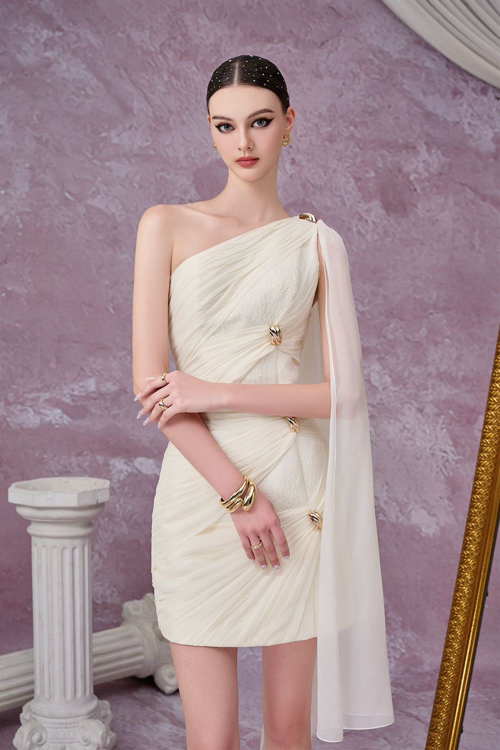 Women's Lunaris Sheath One Shoulder Taffeta Mini Dress S/M/L/Customize ...