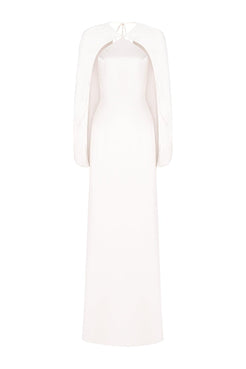Women's Cassandra A-line Cape Sleeved Silk Cotton Blend Floor Length Ao ...