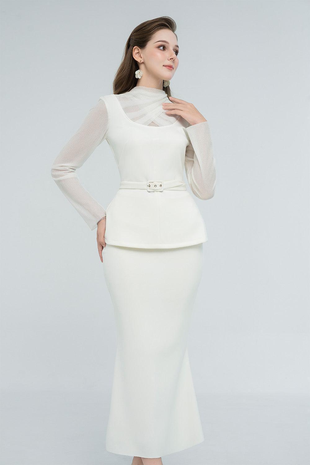 Women's Cecilia Peplum Crossover Neck Spandex Top S/M/L/Customize White ...