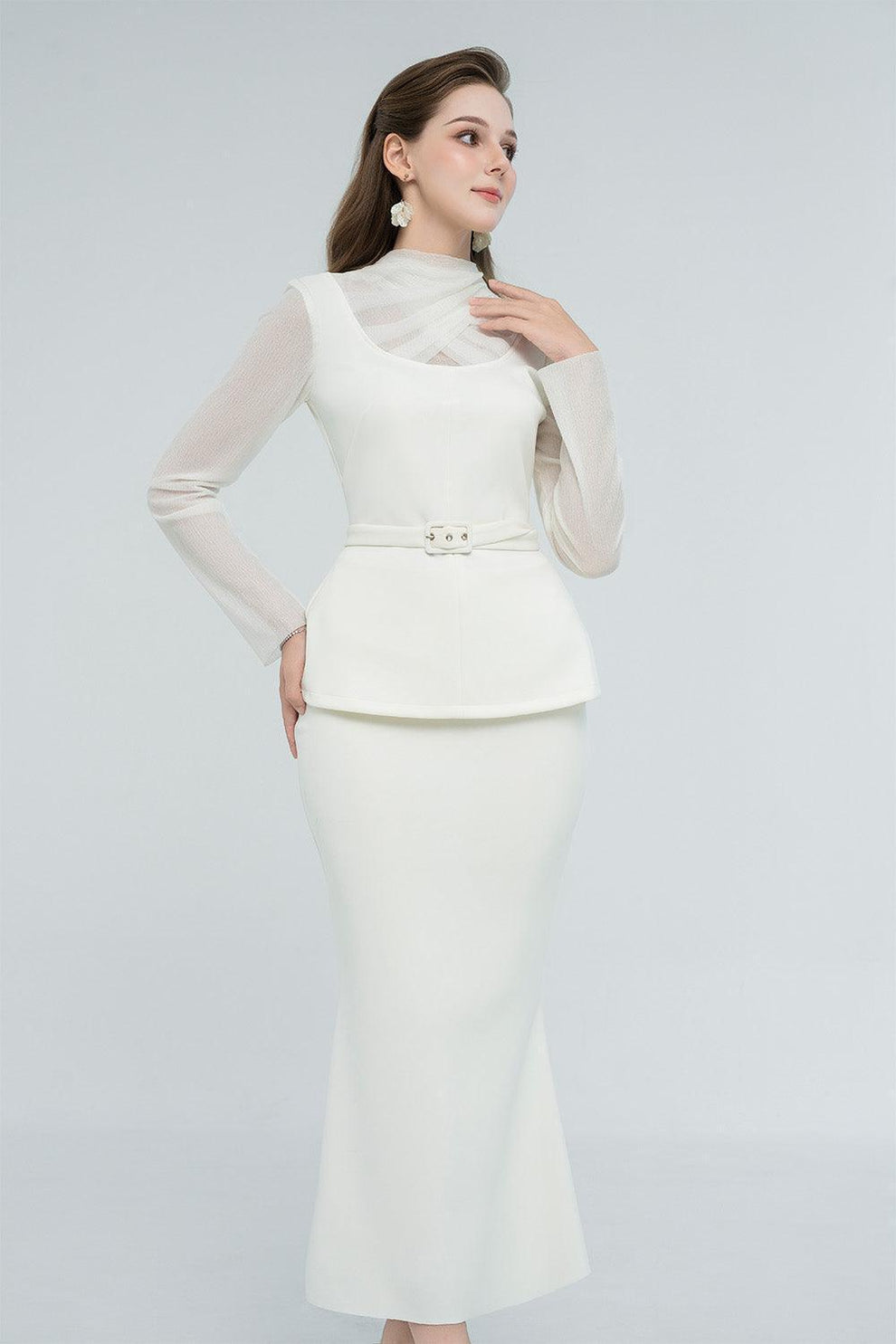 Women's Cecilia Peplum Crossover Neck Spandex Top S/M/L/Customize White ...
