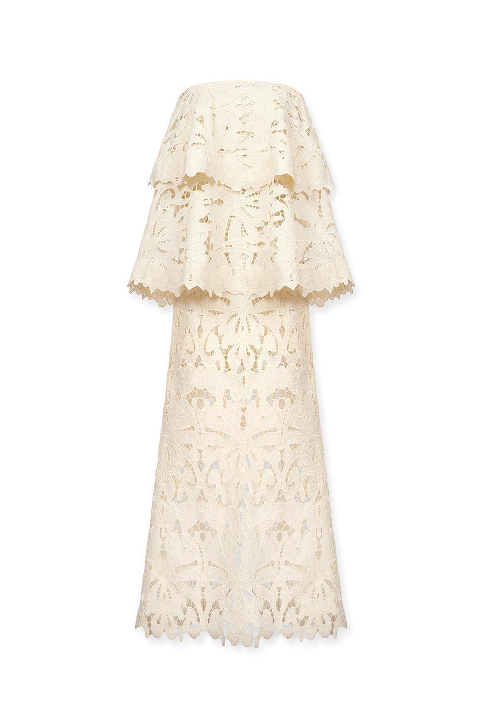 Women's Celina Layered Straight Across Neck Cotton Lace Floor Length ...