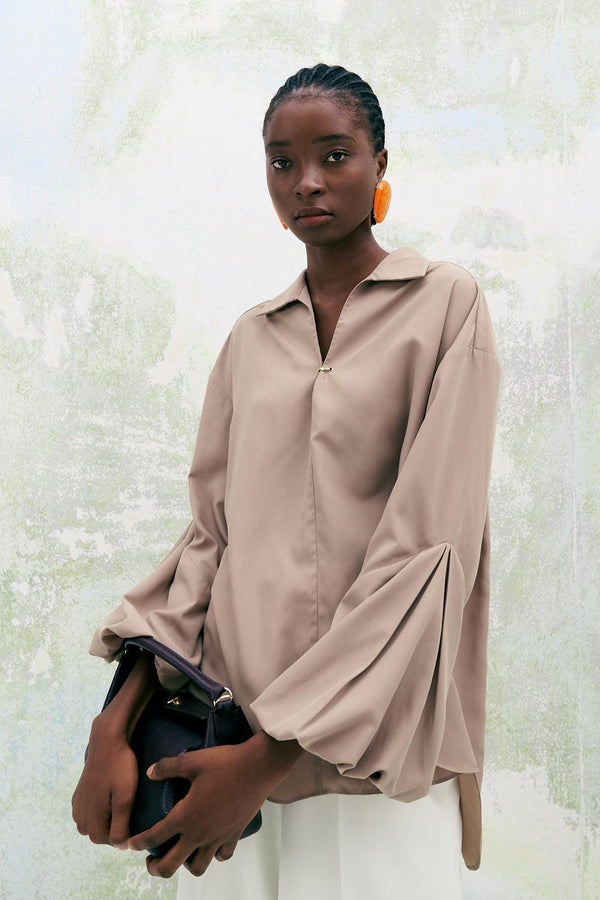 Women's Chamomile Straight Collared Neck Poplin High-low Shirt S/M/L ...