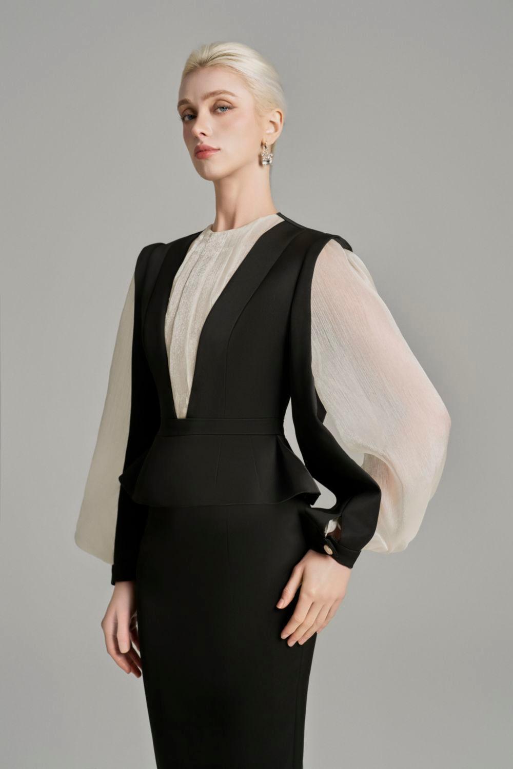 Women's Cheyenne Pencil Basic Chanel Midi Skirt S/M/L Black/White MEAN BLVD