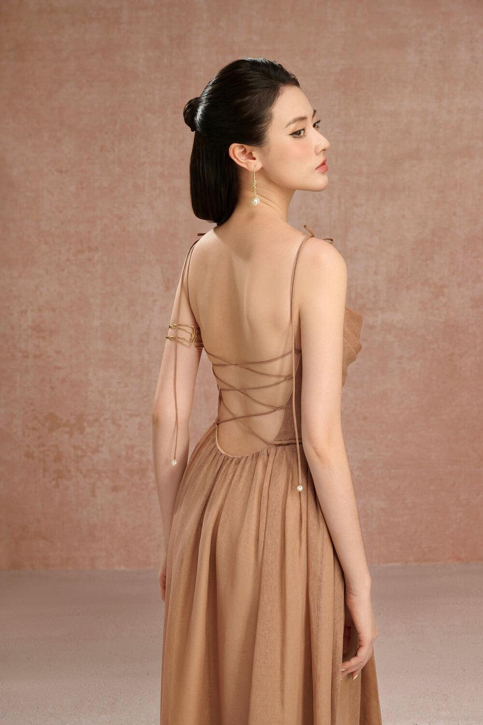 Women's Daisye A-line Cowl Neck Organza Maxi Dress XS/S/M/L/XL Brown ...
