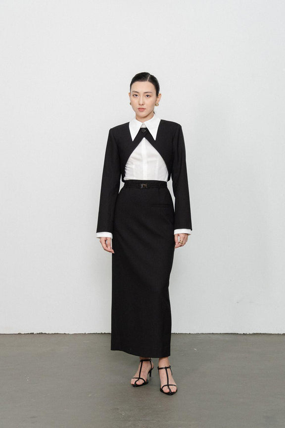 Women's Dakota Sheath Welt Pocket Wool Ankle Length Skirt S/M/L Black ...