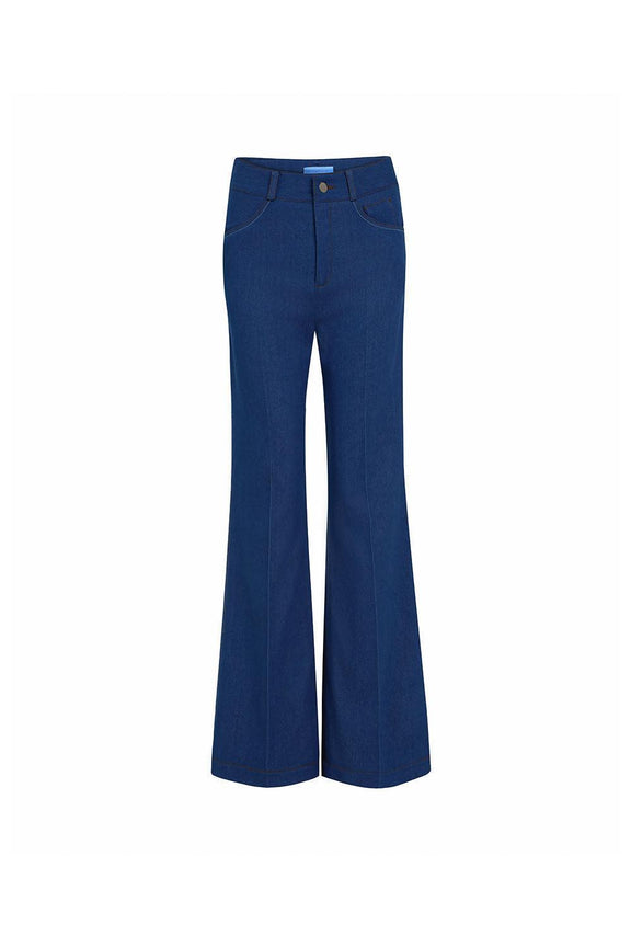 Devon Straight Front Zipper Cotton Denim Floor Length Pants | MEAN BLVD