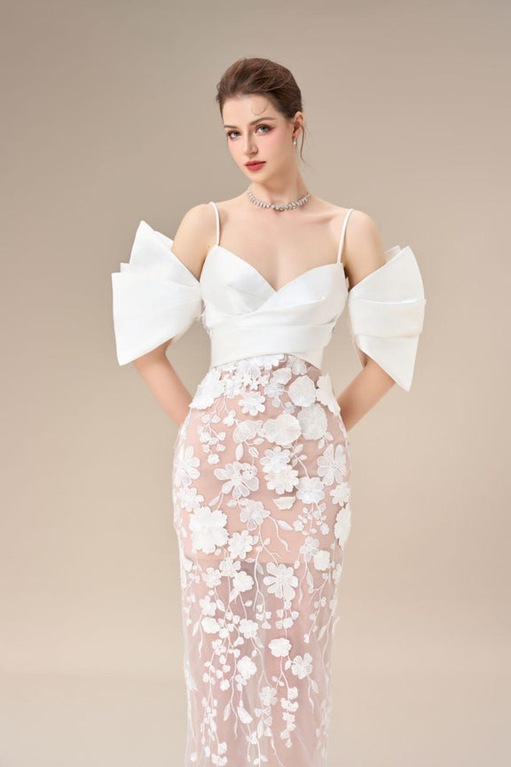 Women's Elena Bodycon Cold Shoulder Sleeved Lace Ankle Length Dress S/M ...