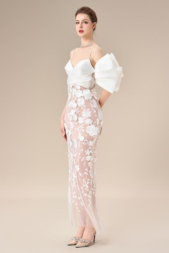 Women's Elena Bodycon Cold Shoulder Sleeved Lace Ankle Length Dress S/M ...