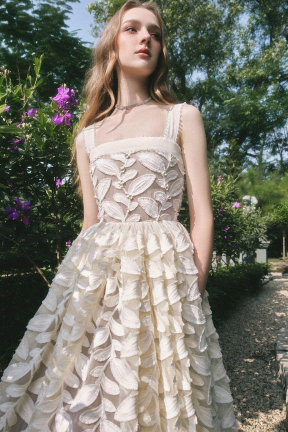 Women's Fae A-line Square Neck Lace Midi Dress XS/XS/S/M/L/XL/Customize ...