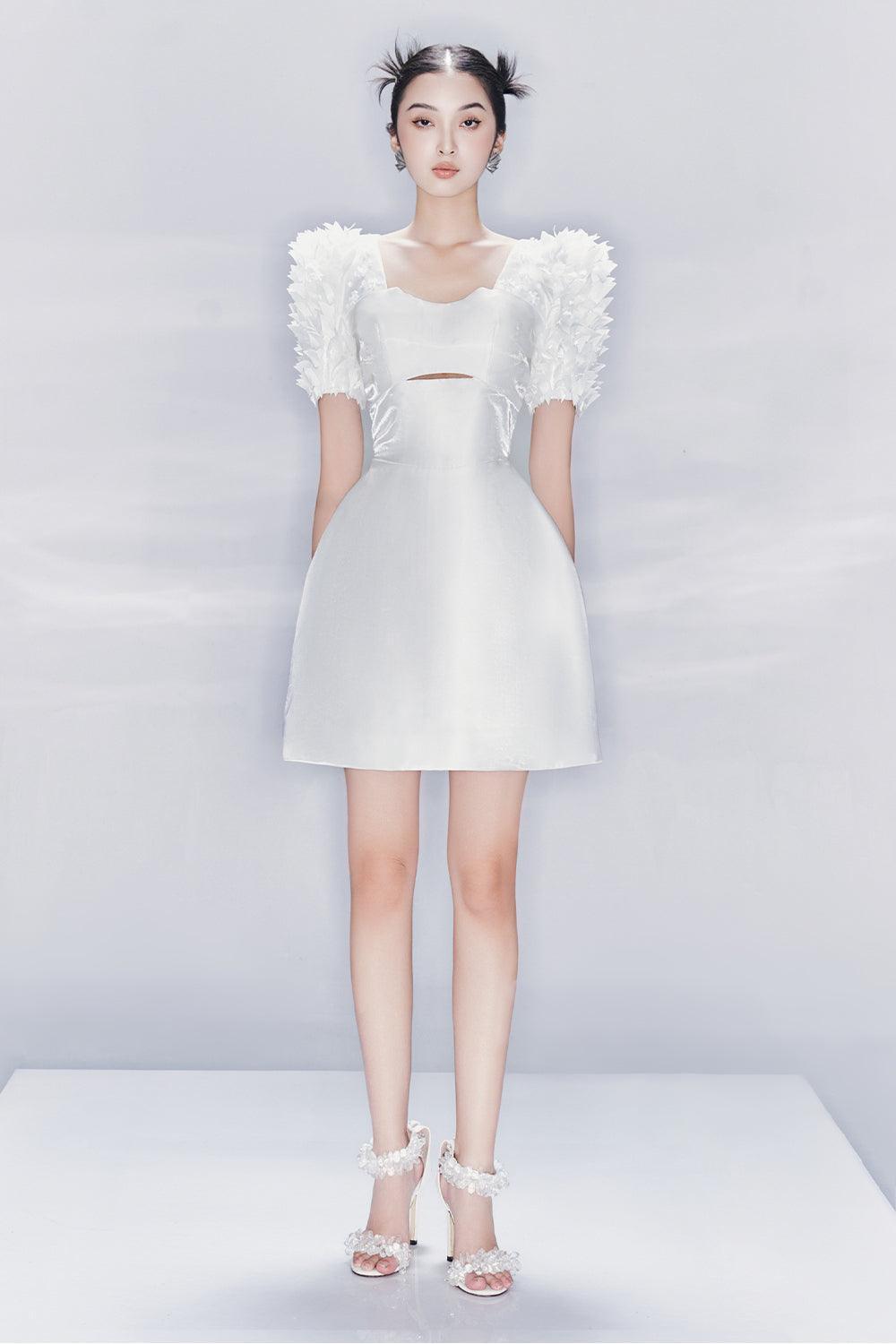 Gaudi A-line Square Neck Taffeta Mini Dress | MEAN BLVD